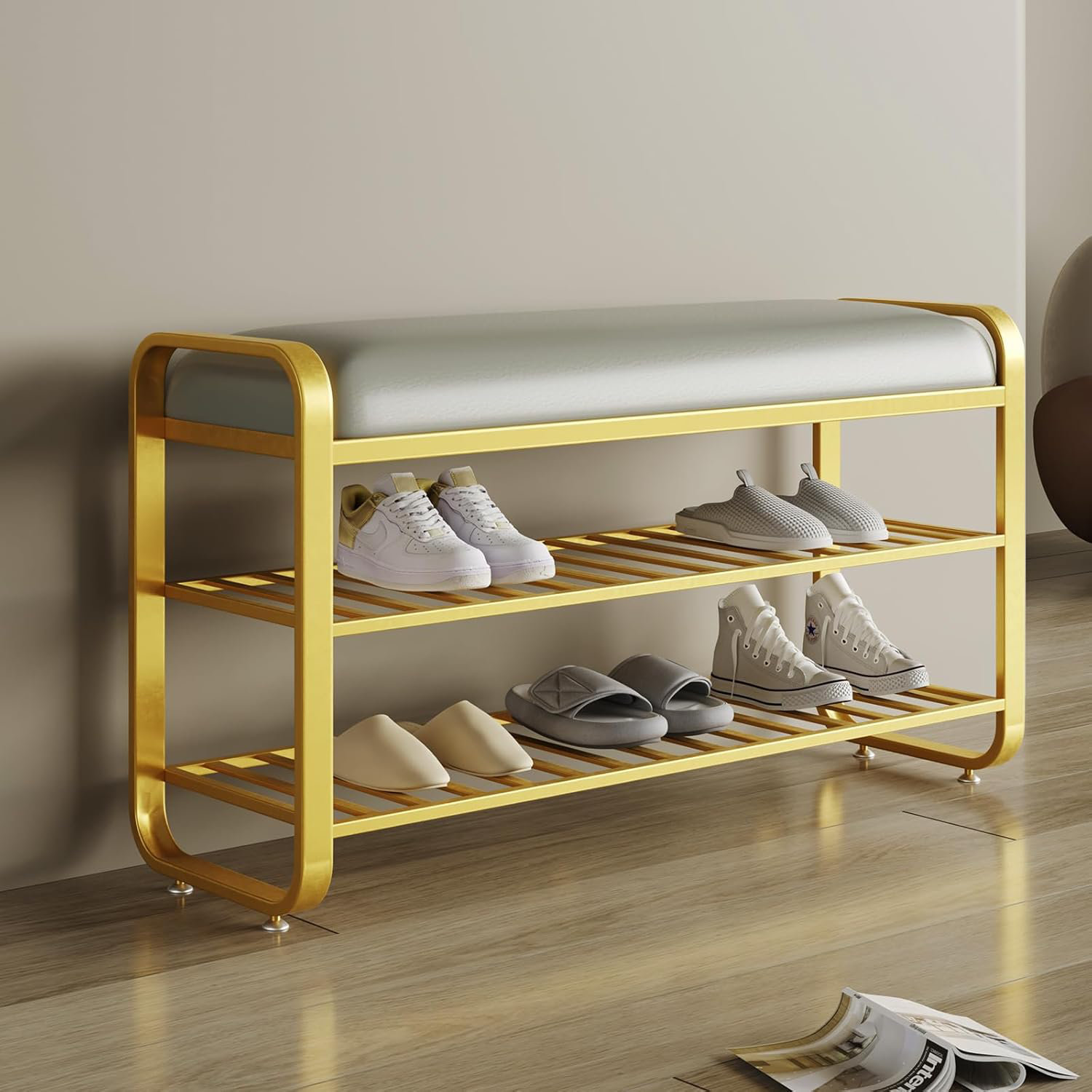 Hokku Designs Shoe Stool, Entryway Stool with Storage, Modern Shoe Rack ...