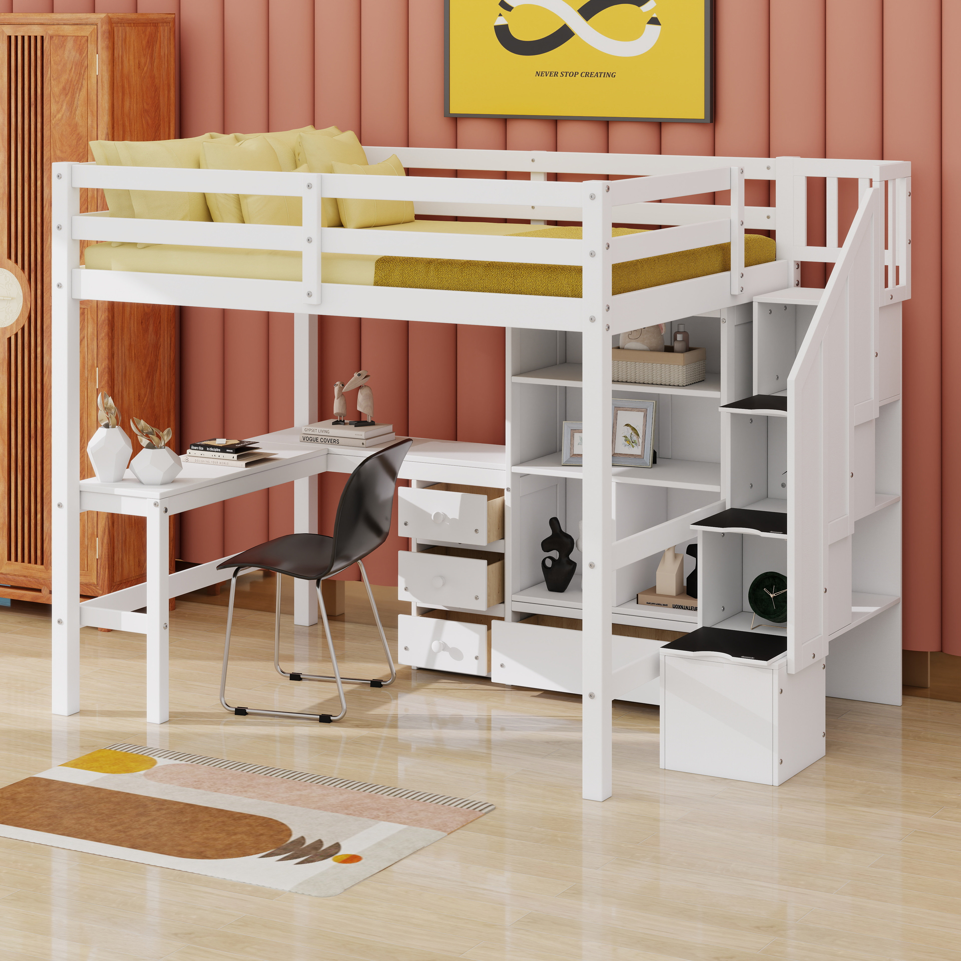 ACME Furniture Multi-Functional Loft Bed With Convertible Storage ...