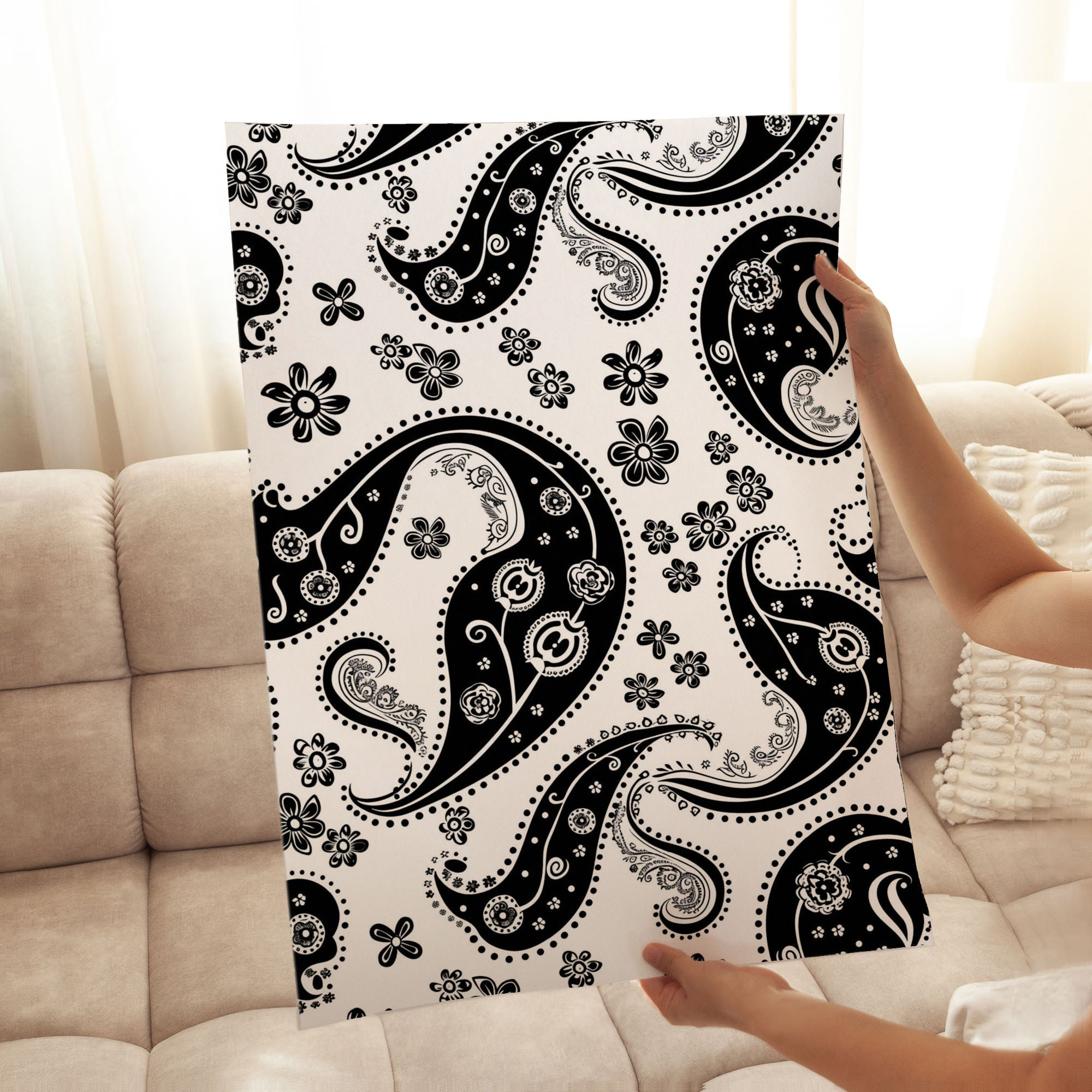 Winston Porter Abstract Paisley Dreams Black & White I Modern Unframed ...