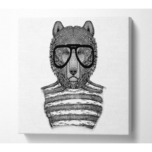 Happy Larry The Bear with Glasses - Wrapped Canvas Art Prints | Wayfair ...