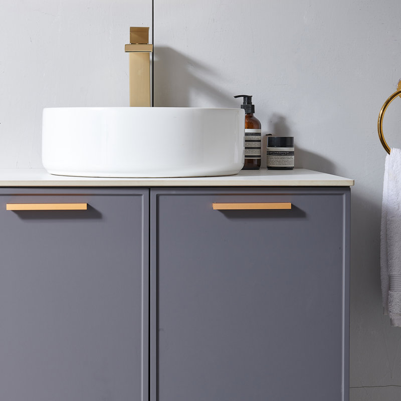 Latitude Run® Gloriane 30'' Dark Gray Modern Vessel Single Bathroom ...