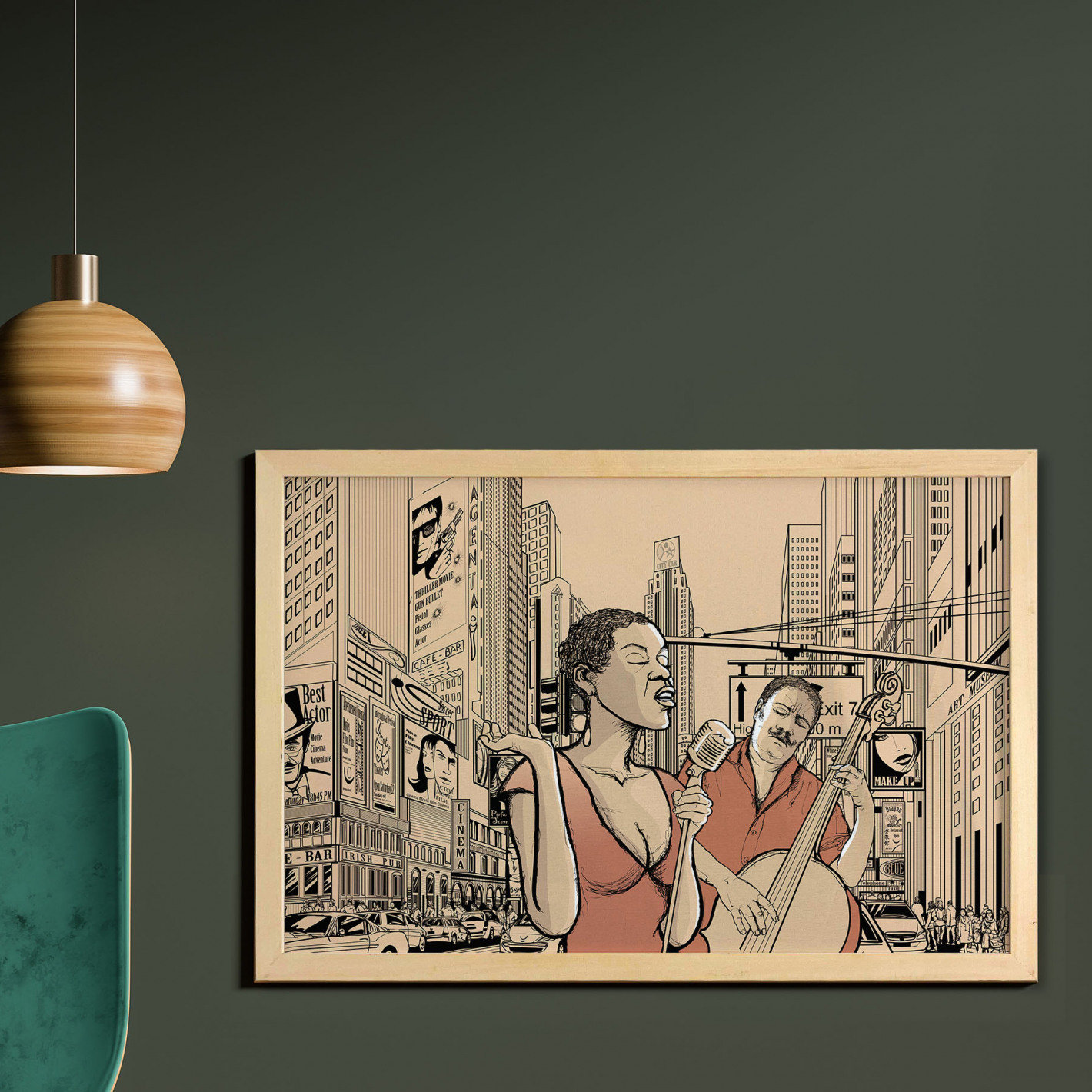East Urban Home Jazz Music Wall Art With Frame, Singer Double-Bass ...