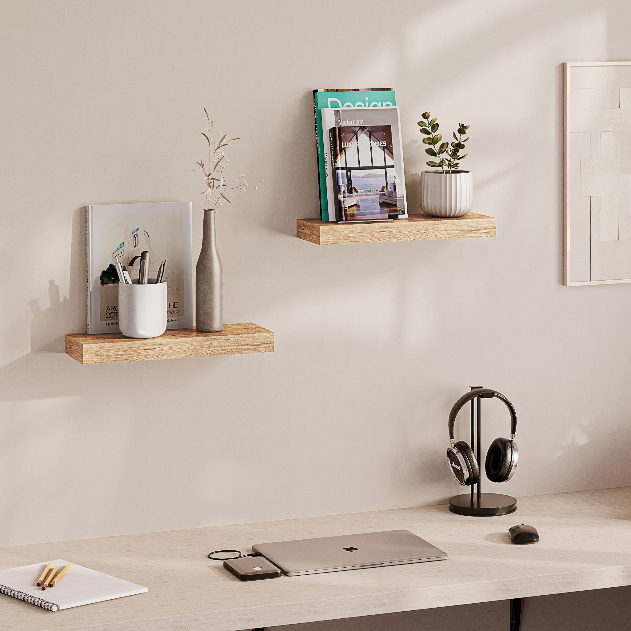 Ballucci Sydney 6" D Floating Shelves Set with Invisible Wall Mount ...