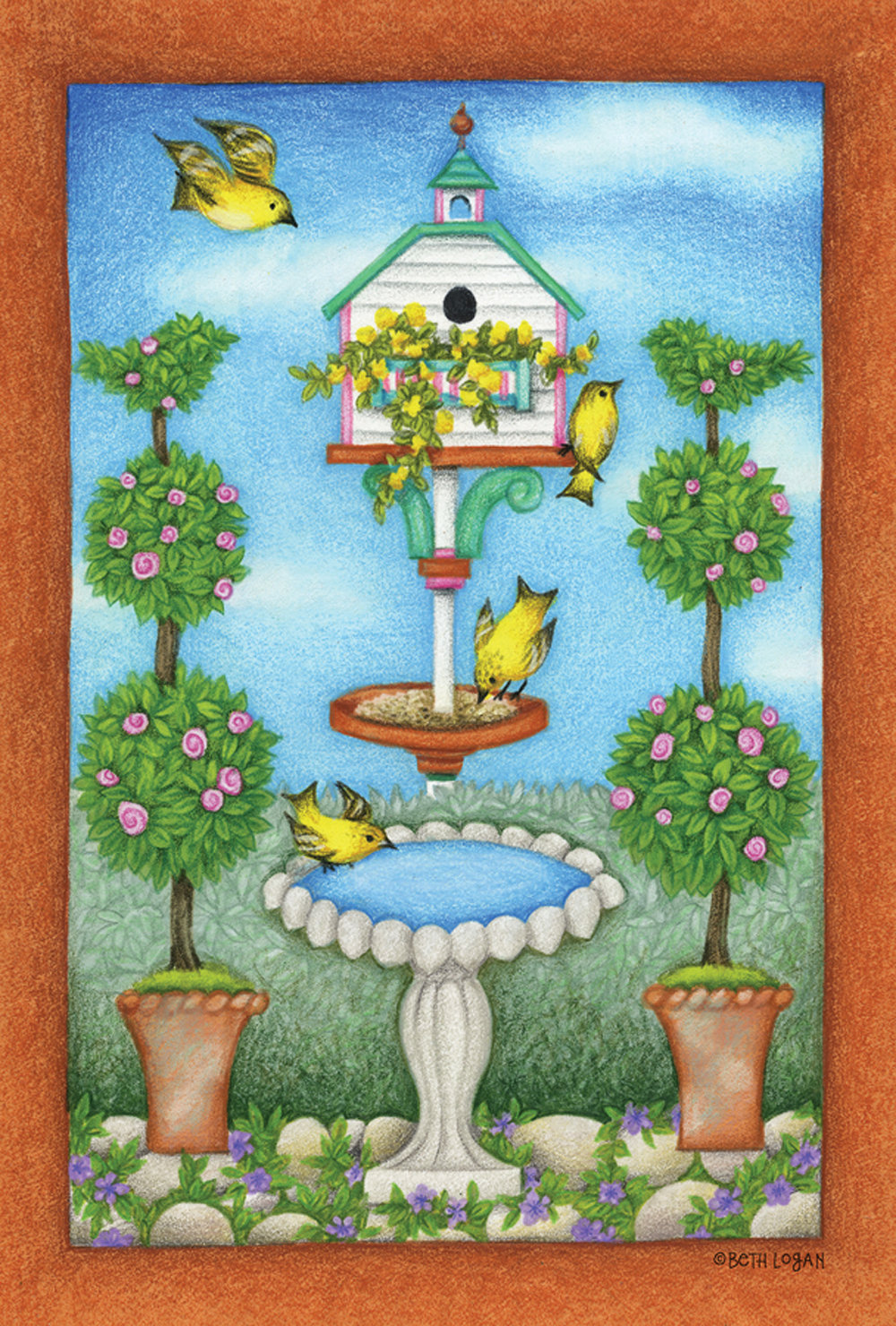 Toland Home Garden Gold Finch Birdhouse 28 x 40 inch House Flag ...