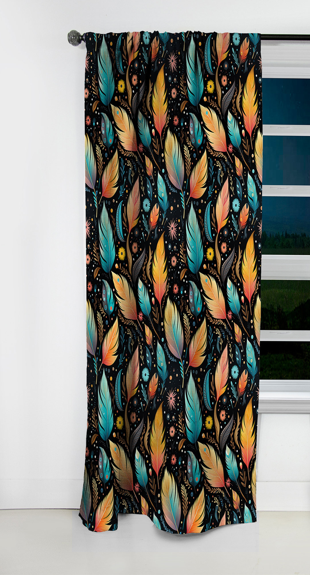 Design Art Eclectic Boho Feather Pattern - Abstract Boho Curtain ...