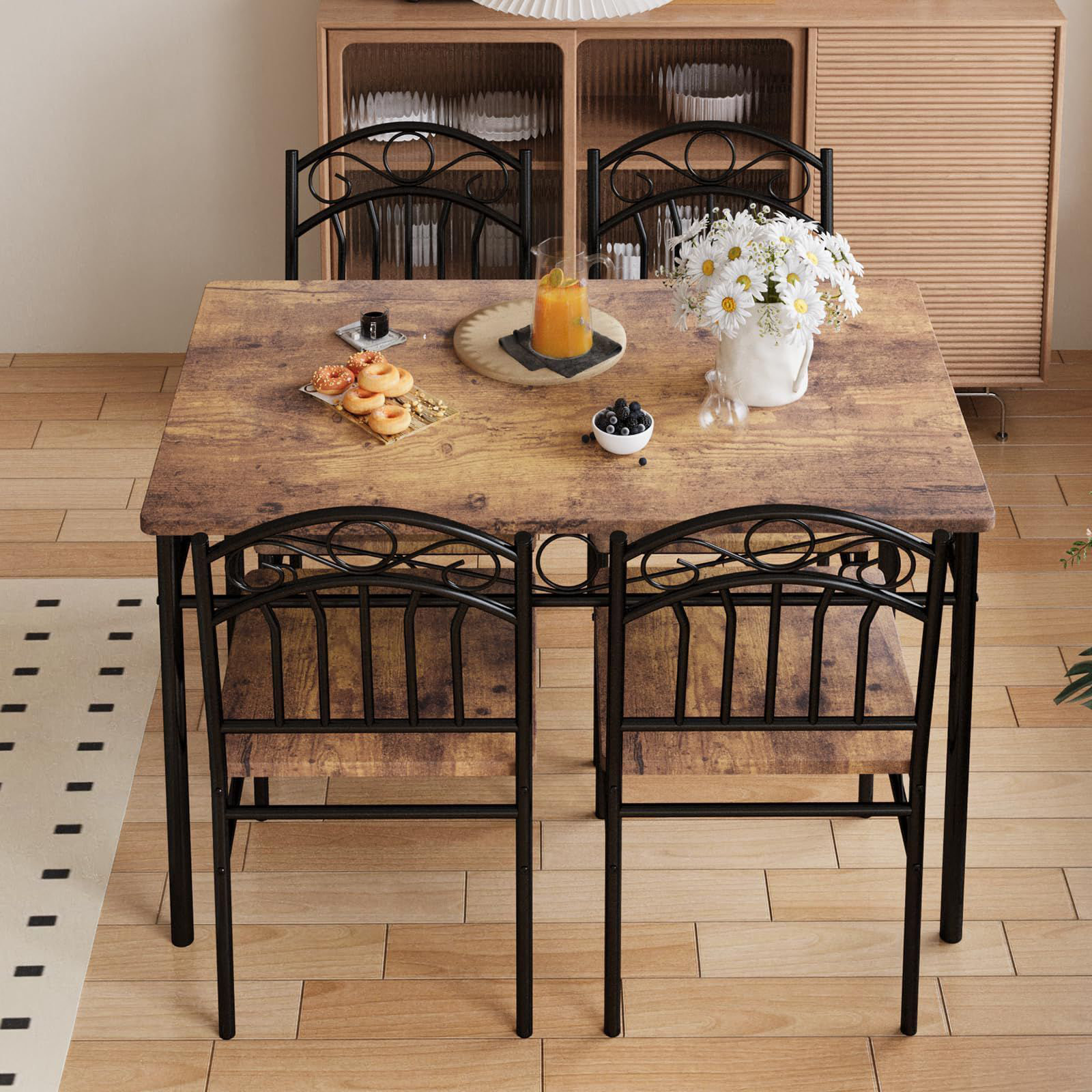 Winston Porter Farmhouse Kitchen Dining Table Set, With 4 Chairs ...
