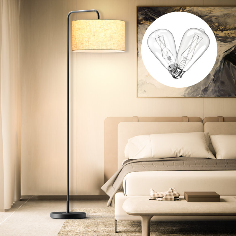 Ebern Designs Landrau 65.5" Arched Floor Lamp with 2 LED Bulbs Included ...