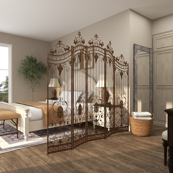 Astoria Grand Metal Hinged Foldable Arched Partition 5 Panel Partition ...