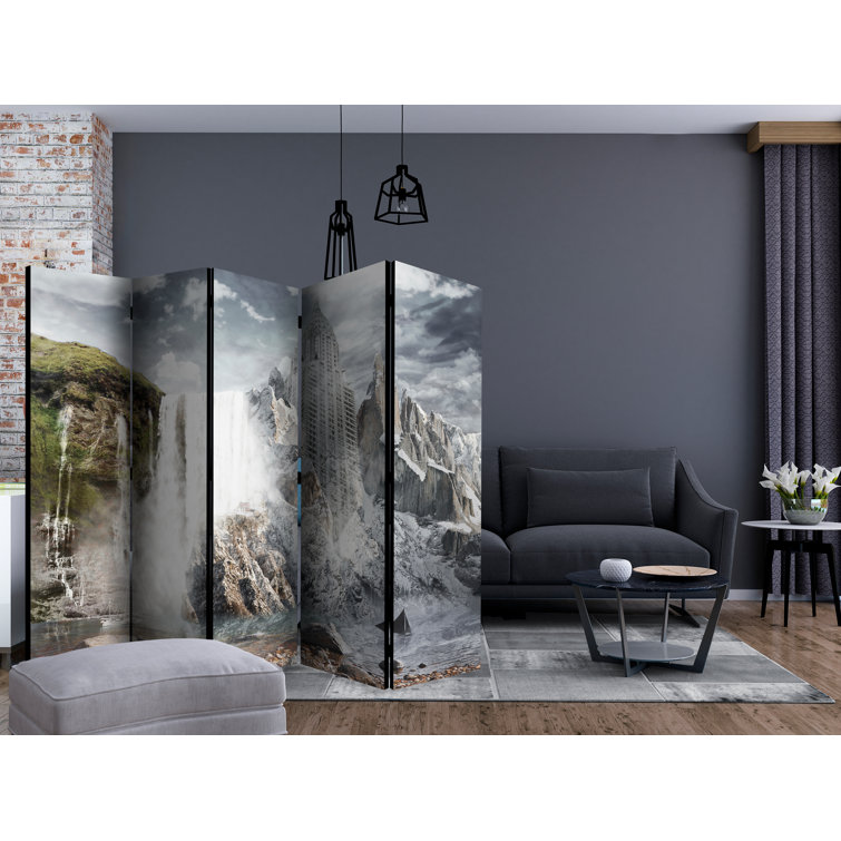 Ebern Designs Marchmain 225cm W x 172cm H 5 - Panel Solid Wood Folding ...