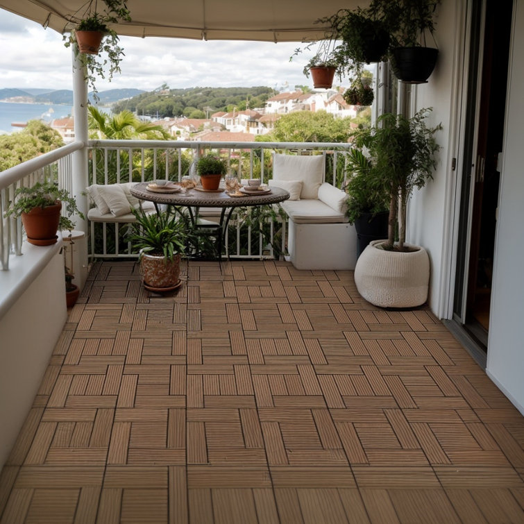 POPULUS TRADING 11.8'' L X 11.8'' W Wood-Plastic Composite Interlocking ...