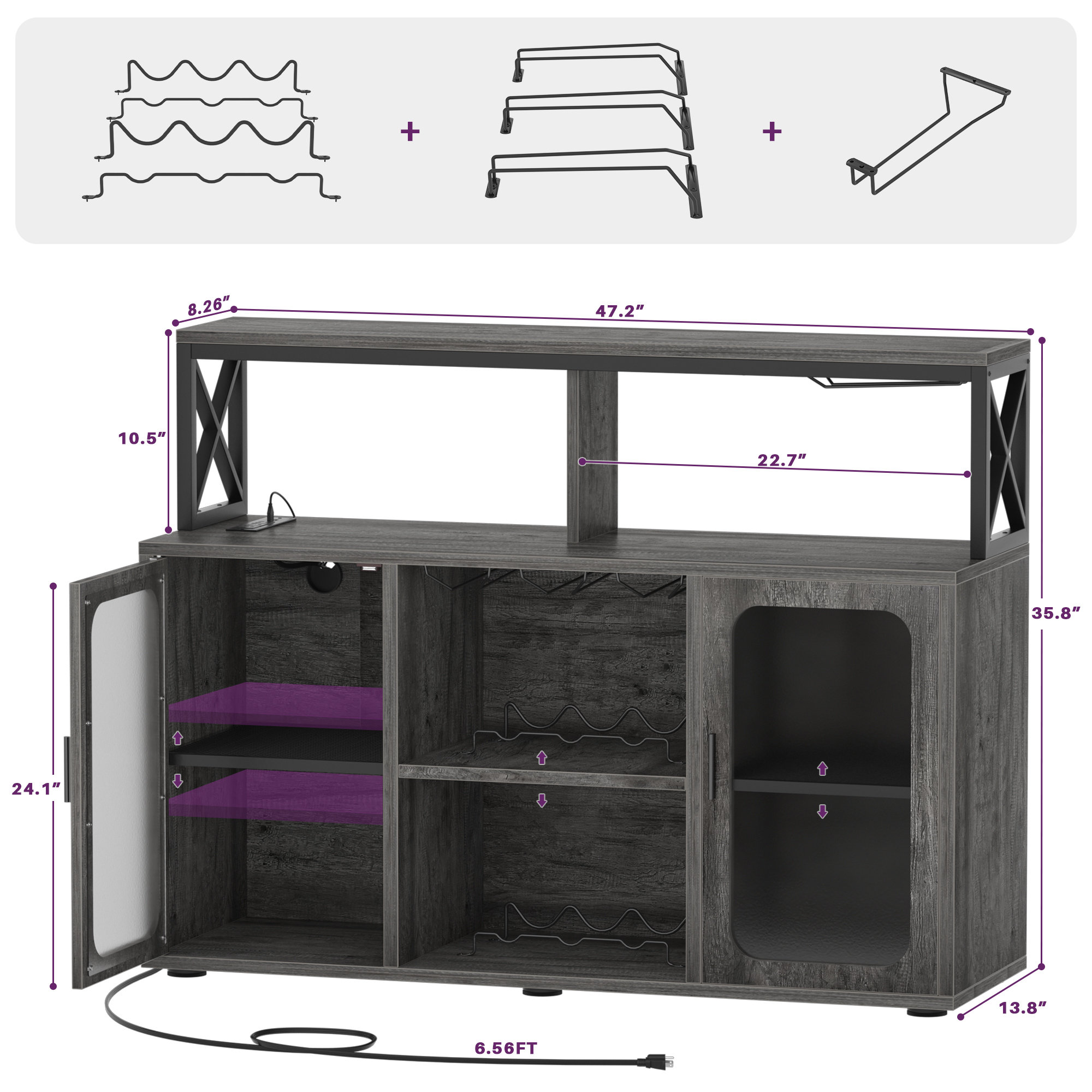 Wrought Studio™ Asrf 47'' Wine Bar,Storage Buffet Cabinet Coffee Bar ...