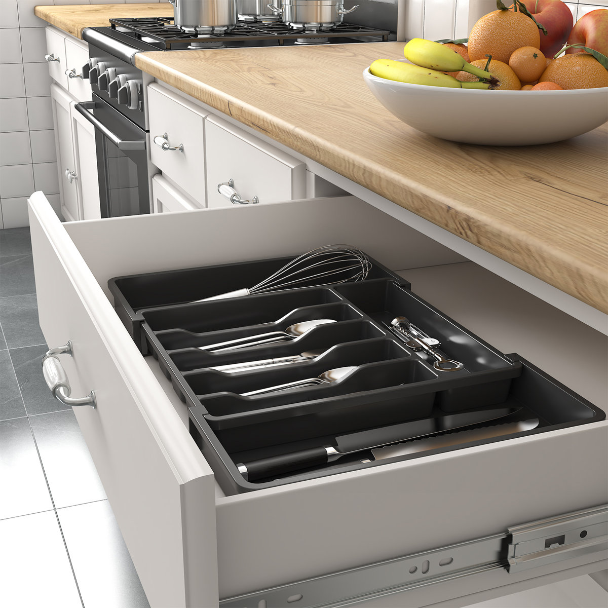 Rebrilliant Koitcho Adjustable Flatware & Kitchen Utensils Drawer ...