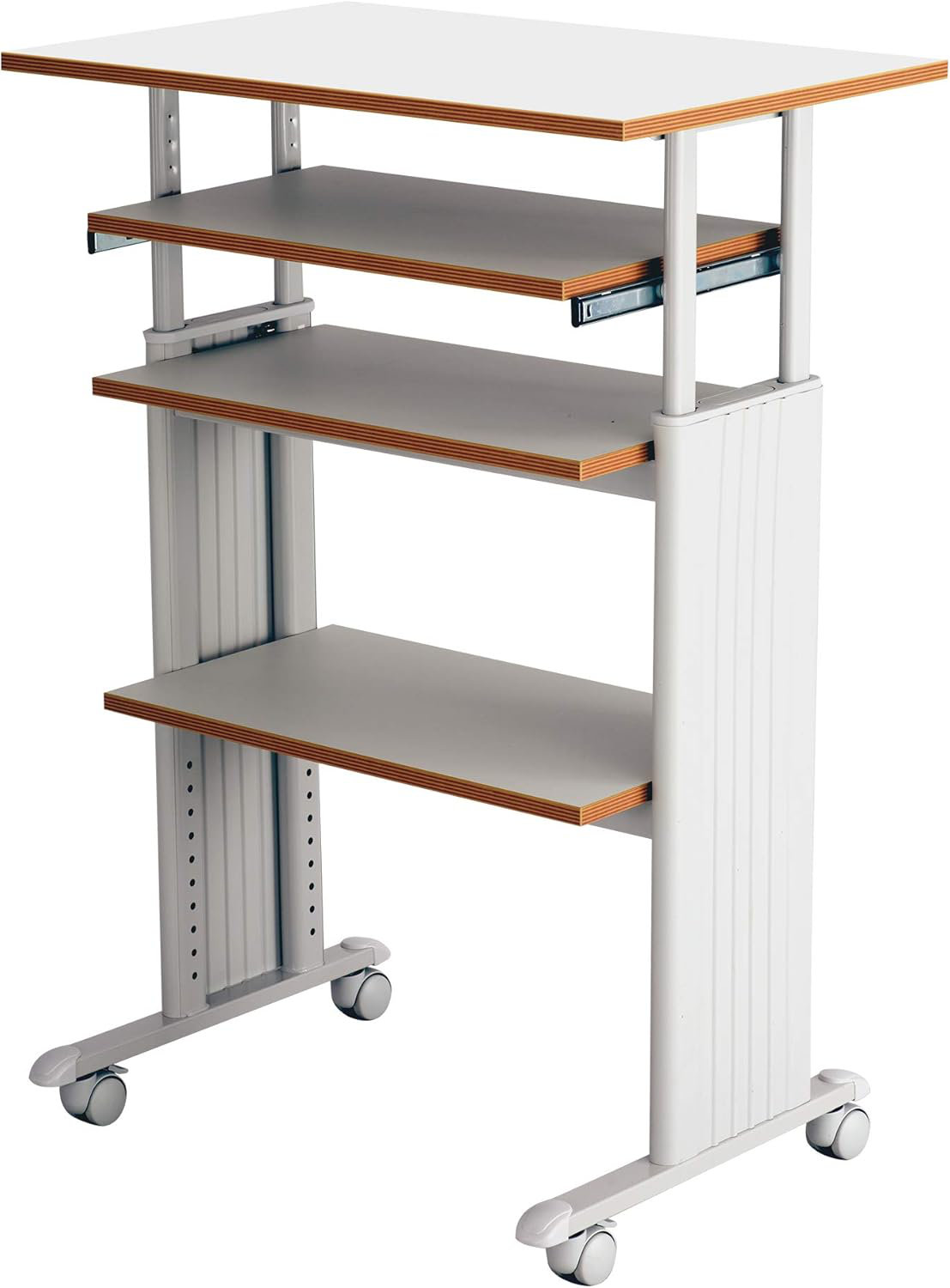 Brayden Studio Adjustable-Height Mobile Desk With Keyboard Shelf, Steel ...