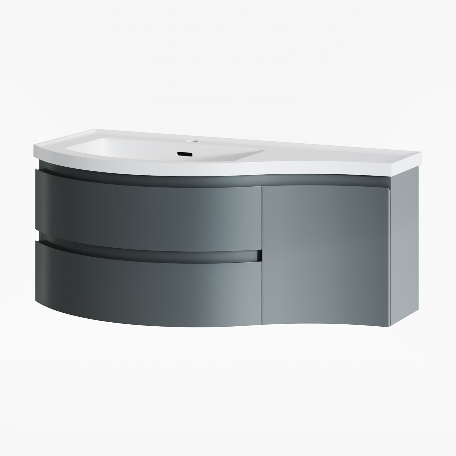 Ivy Bronx 35" Floating Curved Bathroom Vanity Half-Circle Bathroom ...