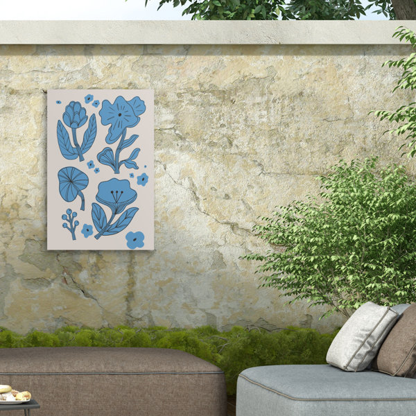 Ebern Designs Jay Stanley Blue Flowers Outdoor Canvas - Wayfair Canada