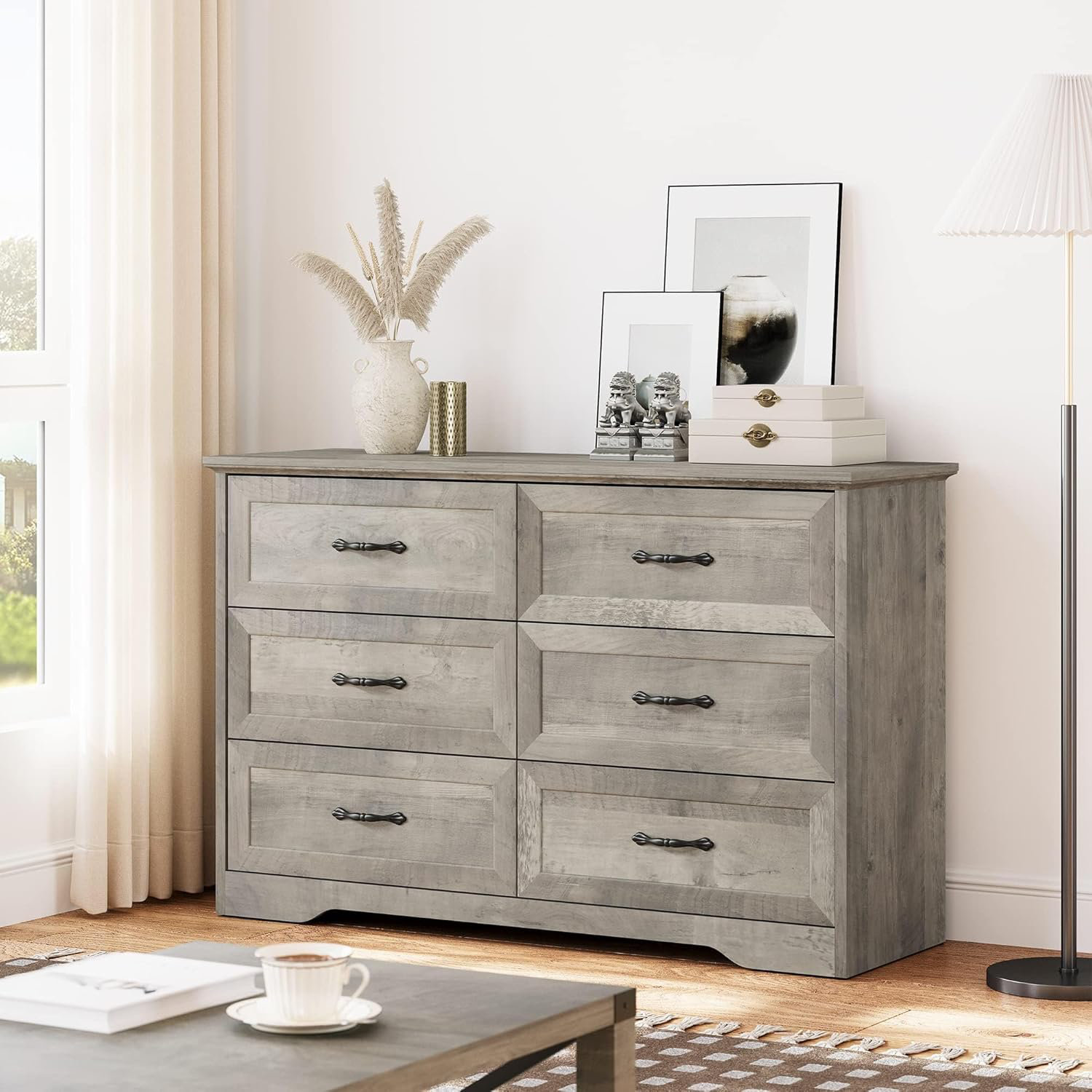 Winston Porter Modern 6 Drawers Dresser, Chest of Drawers Closet Organizers and Storage Clothes ...