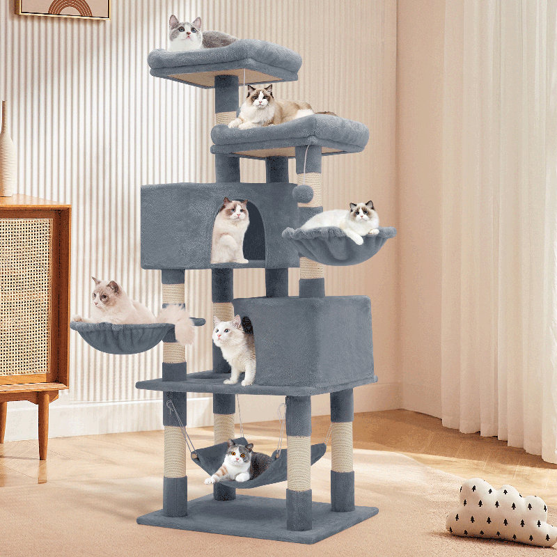 Archie & Oscar™ Luann 58" Cat Tree, Kitten Tower Condo Cat House with ...