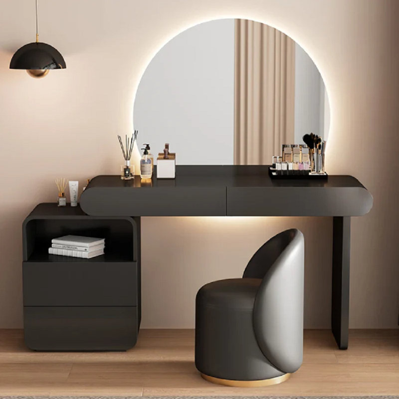 Glamour Furnishings Apartment Black Dressing Table Wood Minimalist ...