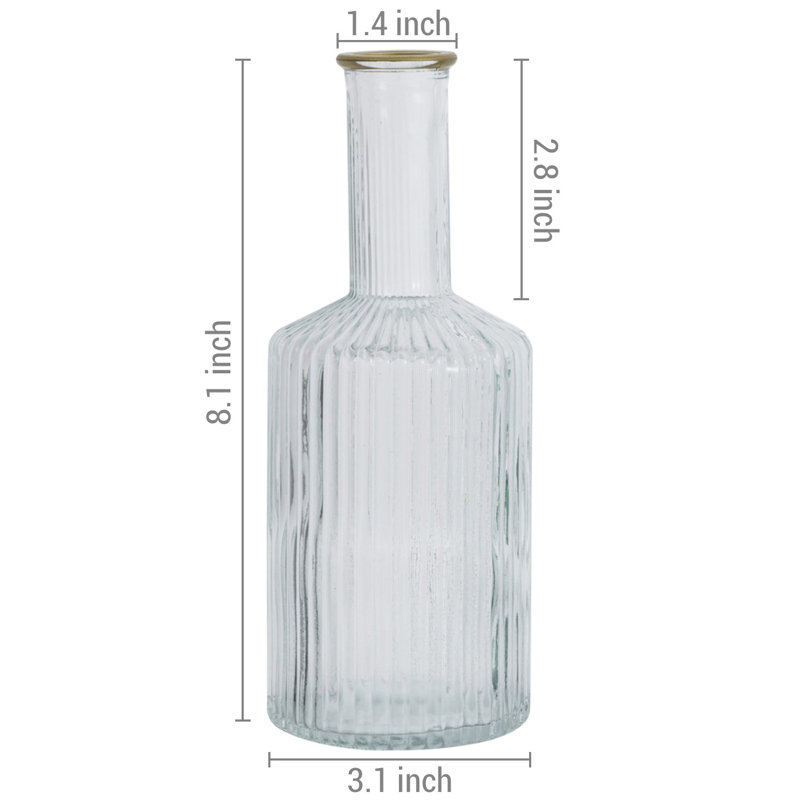 Highland Dunes Almeter Glass Flower Embossed Ribbed Vase | Wayfair