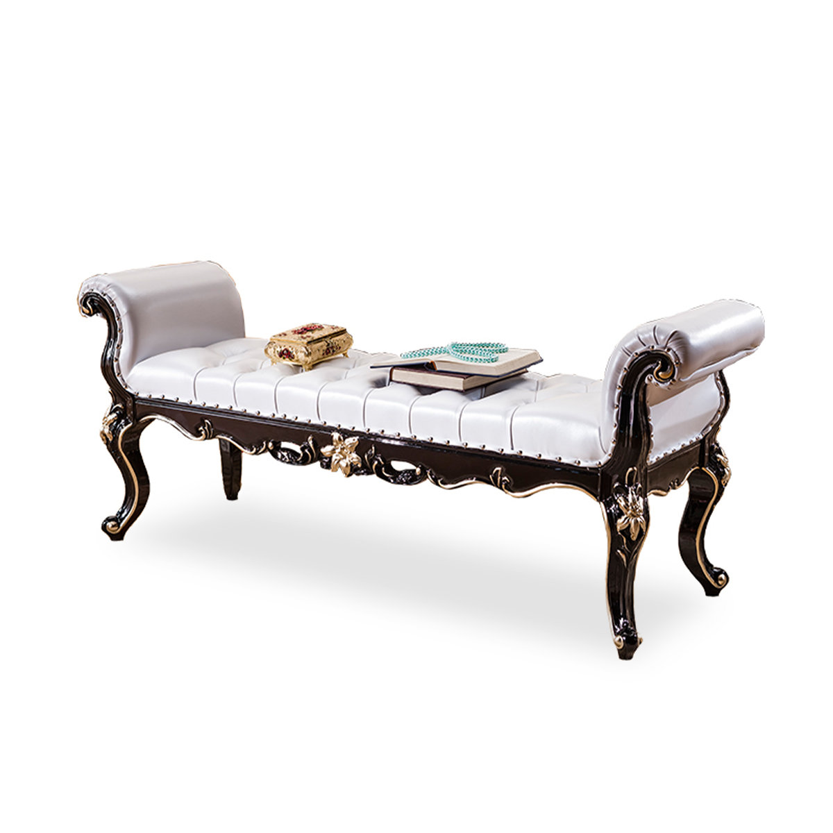 EliteFurnishings European-Style Solid Wood Bedside Stool, Classical ...