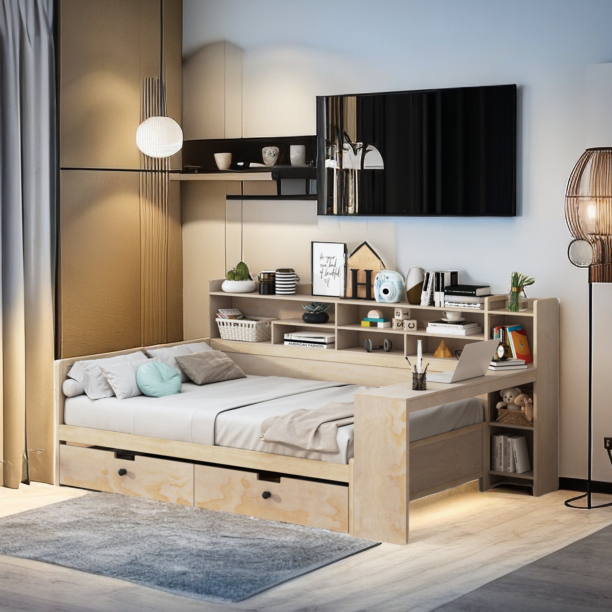 Hokku Designs Quintavis Multi-functional Daybed with Study Desk ...