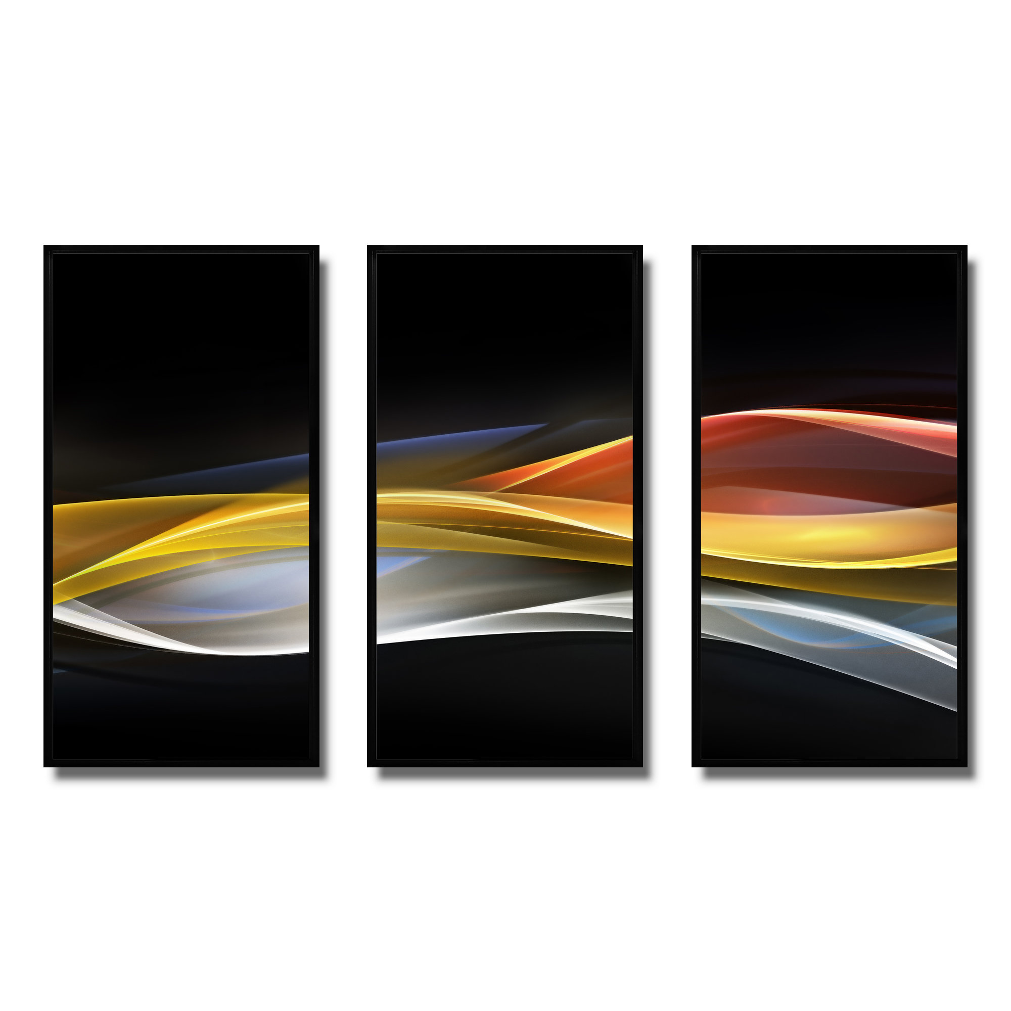 Orren Ellis 3D Gold Silver Wave Design - Abstract Framed Canvas Wall ...