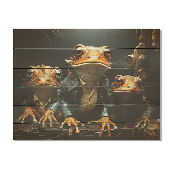Lark Manor™ Frog Mafia Monarchy - Frogs & Toads Wood Wall Art On ...