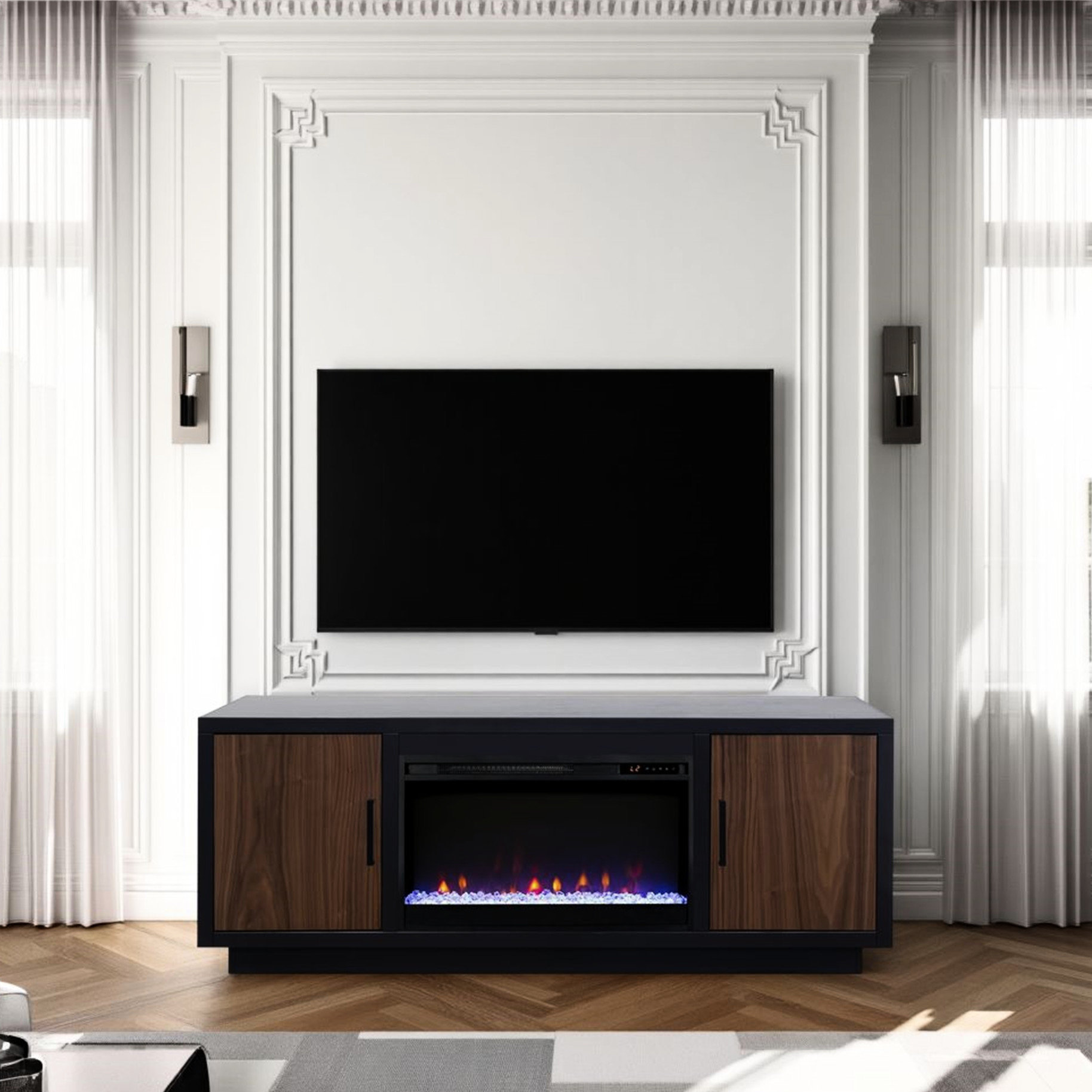 George Oliver Chic Fireplace Tv Console, 66 Inches, Holds Up To 80 Inch ...
