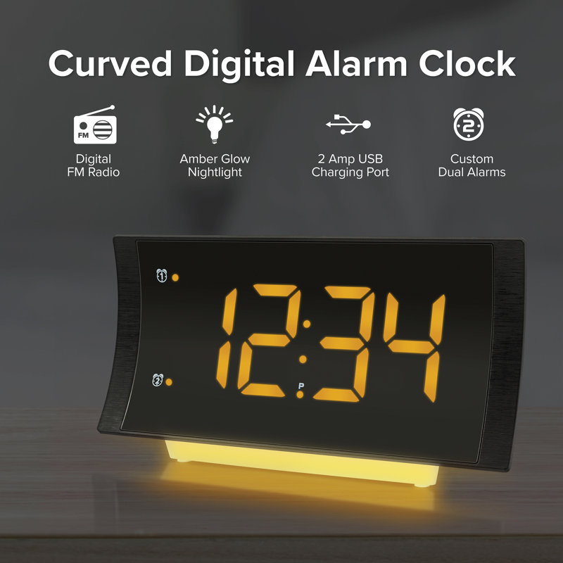 Orren Ellis Digital Electric Alarm Tabletop Clock in Black & Reviews ...