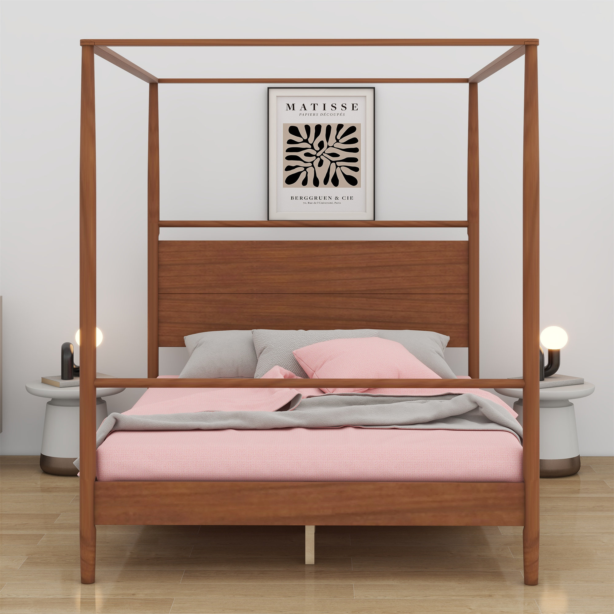 Alcott Hill Solid Wood Canopy Bed Frame Four Posters Bed - Wayfair Canada