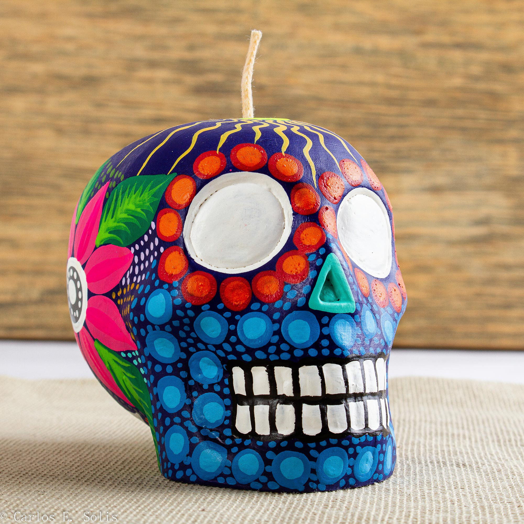 Trinx Handmade Colorful Skull Unscented Novelty Candle | Wayfair