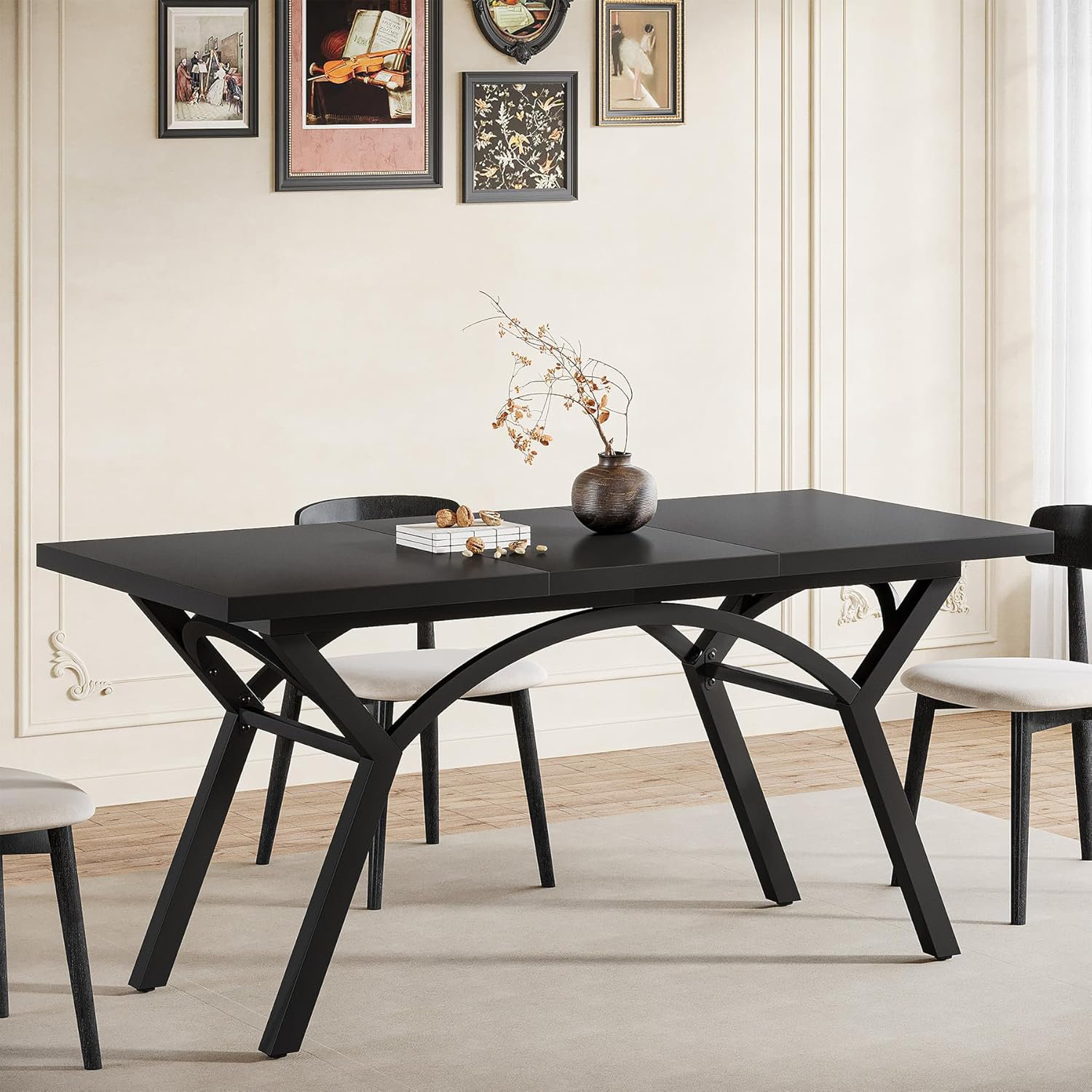 George Oliver 63 Inch Black Dining Table for 4-6 People | Wayfair