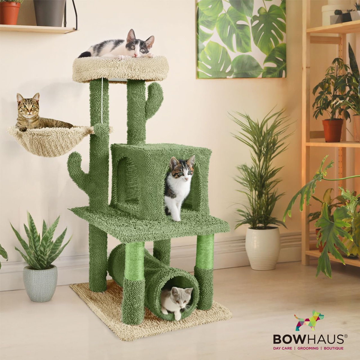 East Urban Home 40-Inch Cactus Cat Tree w/ Widened Perch for Large Cats ...