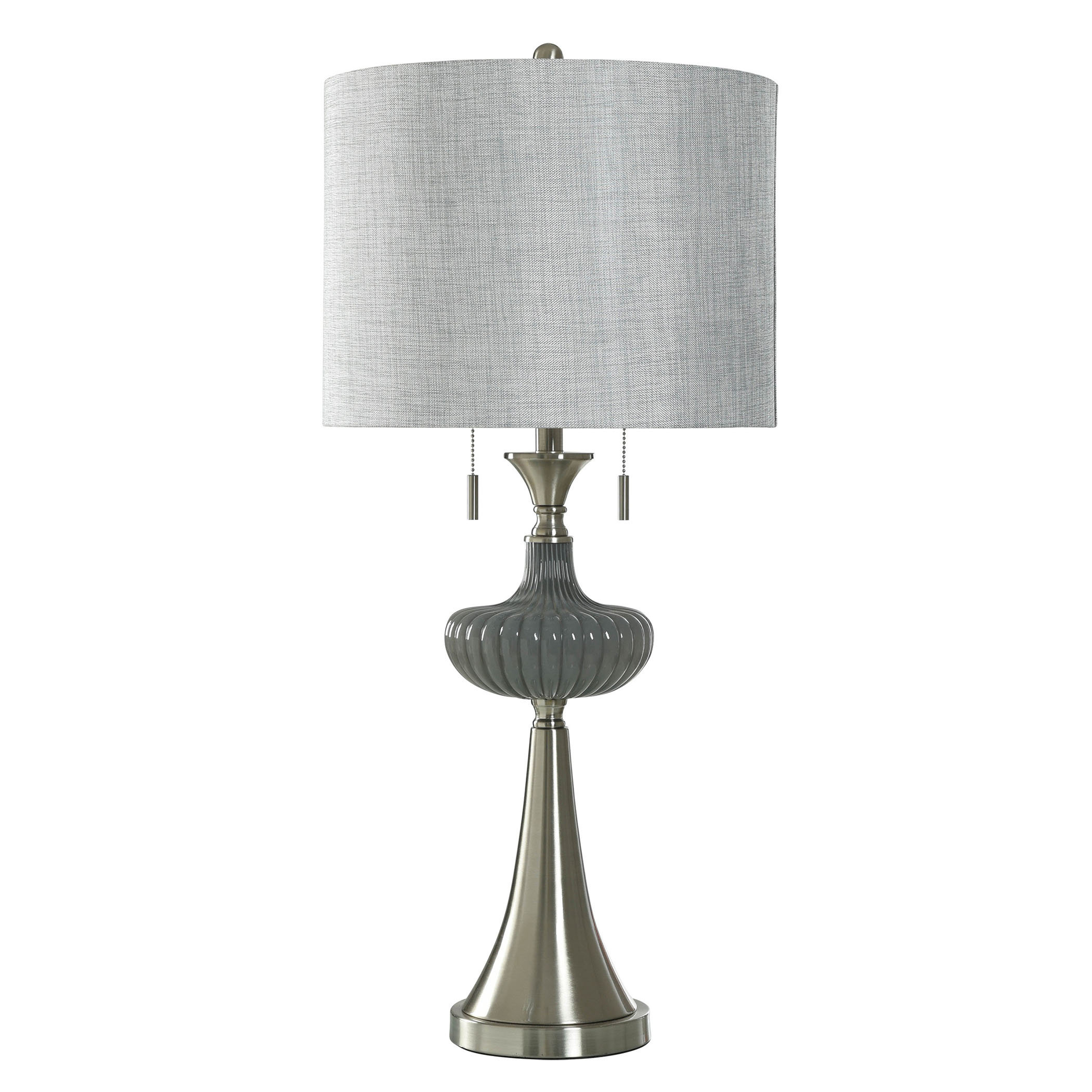 Darby Home Co Neptune Silver - Steel Table Lamp - Heathered Grey Shade ...
