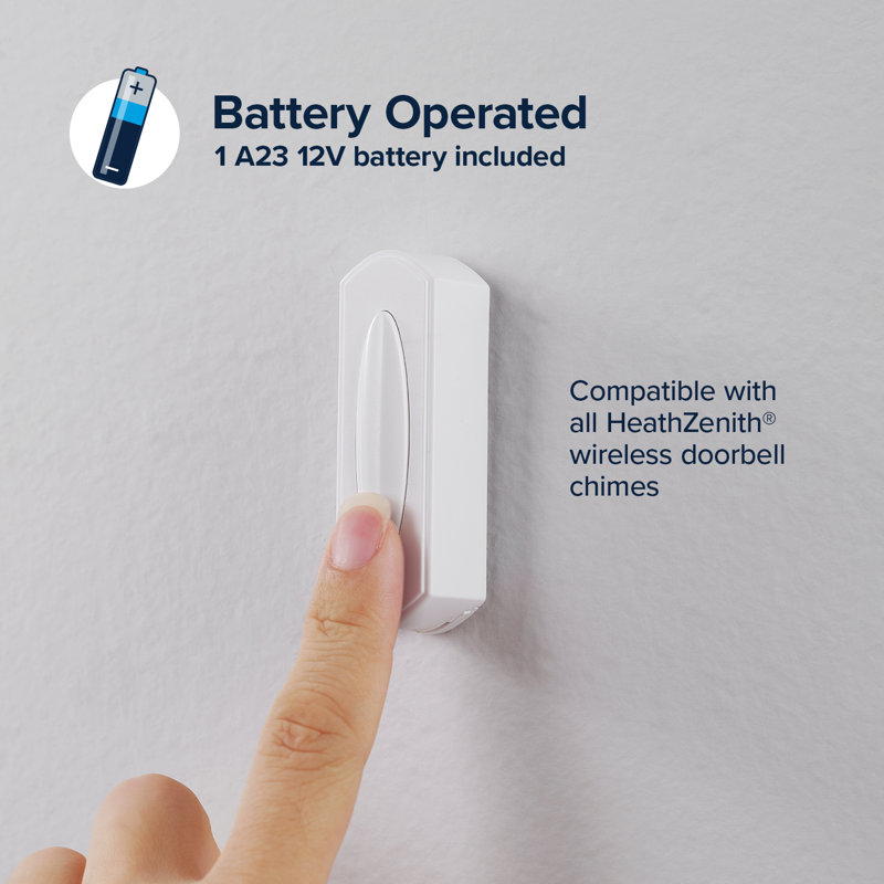 Symple Stuff Heath Zenith White Plastic Wireless Push Doorbell Button ...