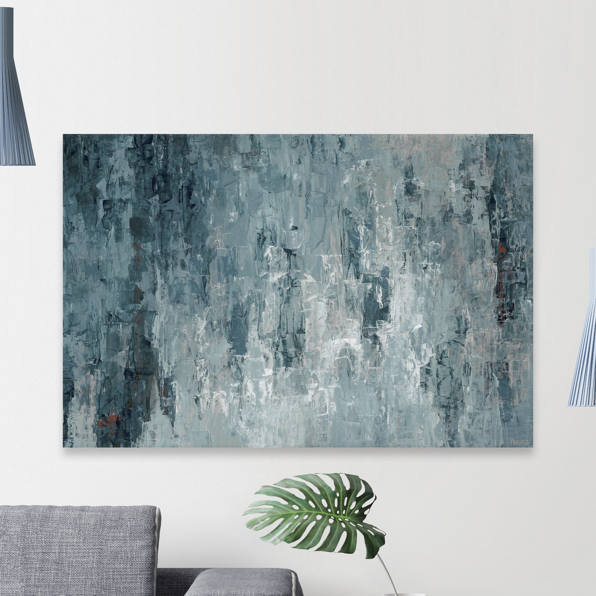 17 Stories 'Tainted Dark Blues' Print on Wrapped Canvas | Wayfair