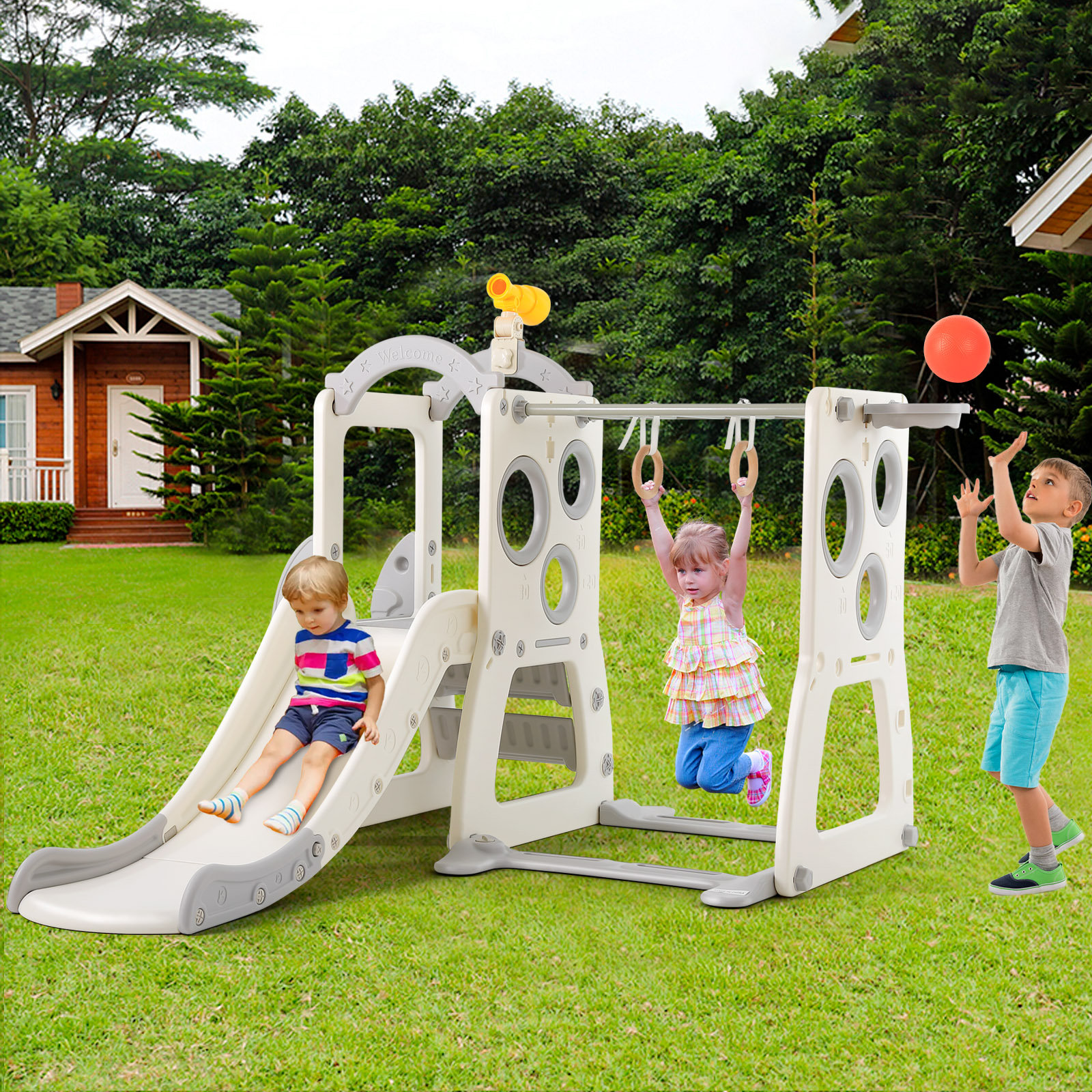 Cosvalve 56.8'' W Indoor and Outdoor Plastic Freestanding Slide | Wayfair