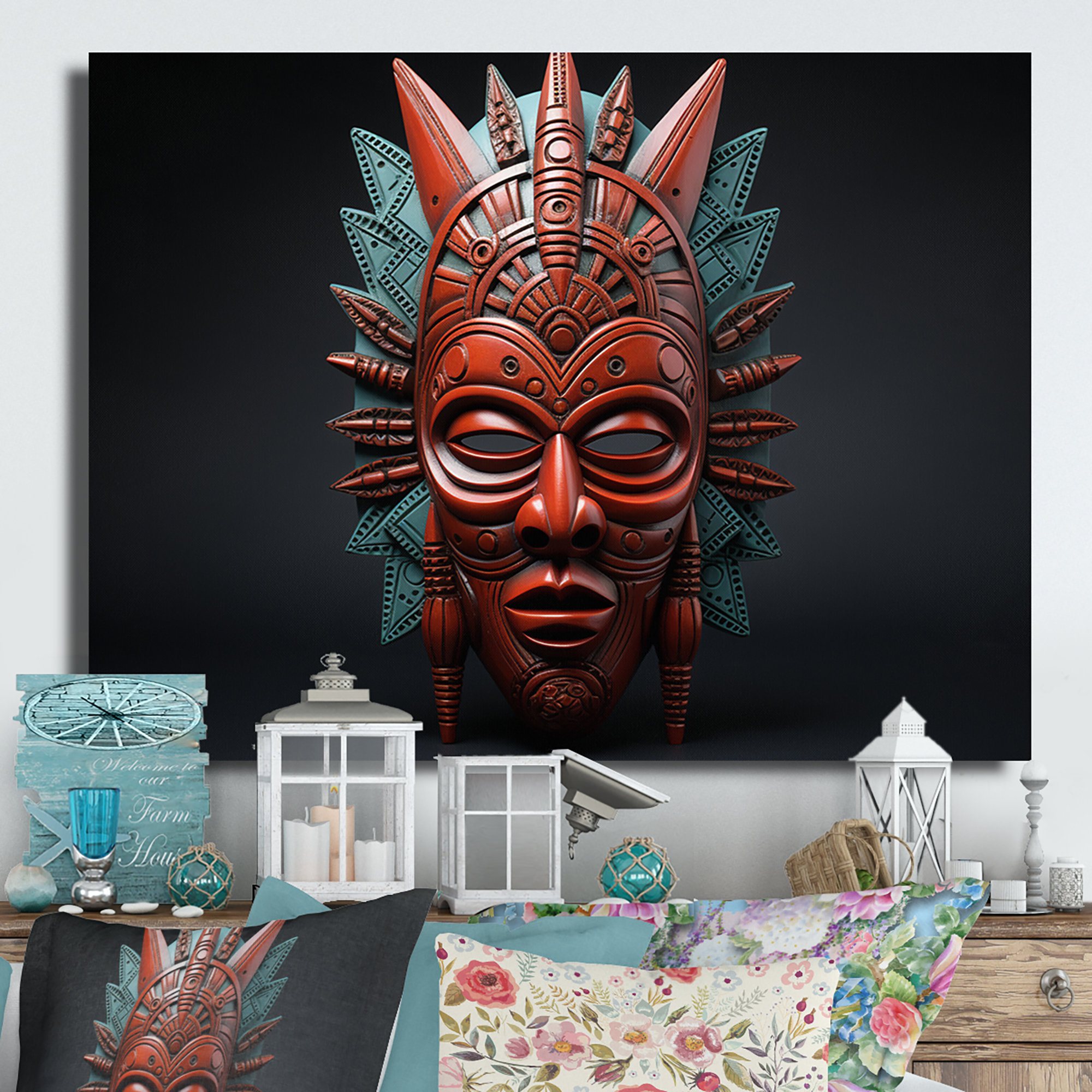 Bungalow Rose African Tribal Makonde Mask II - African Tribal Metal ...