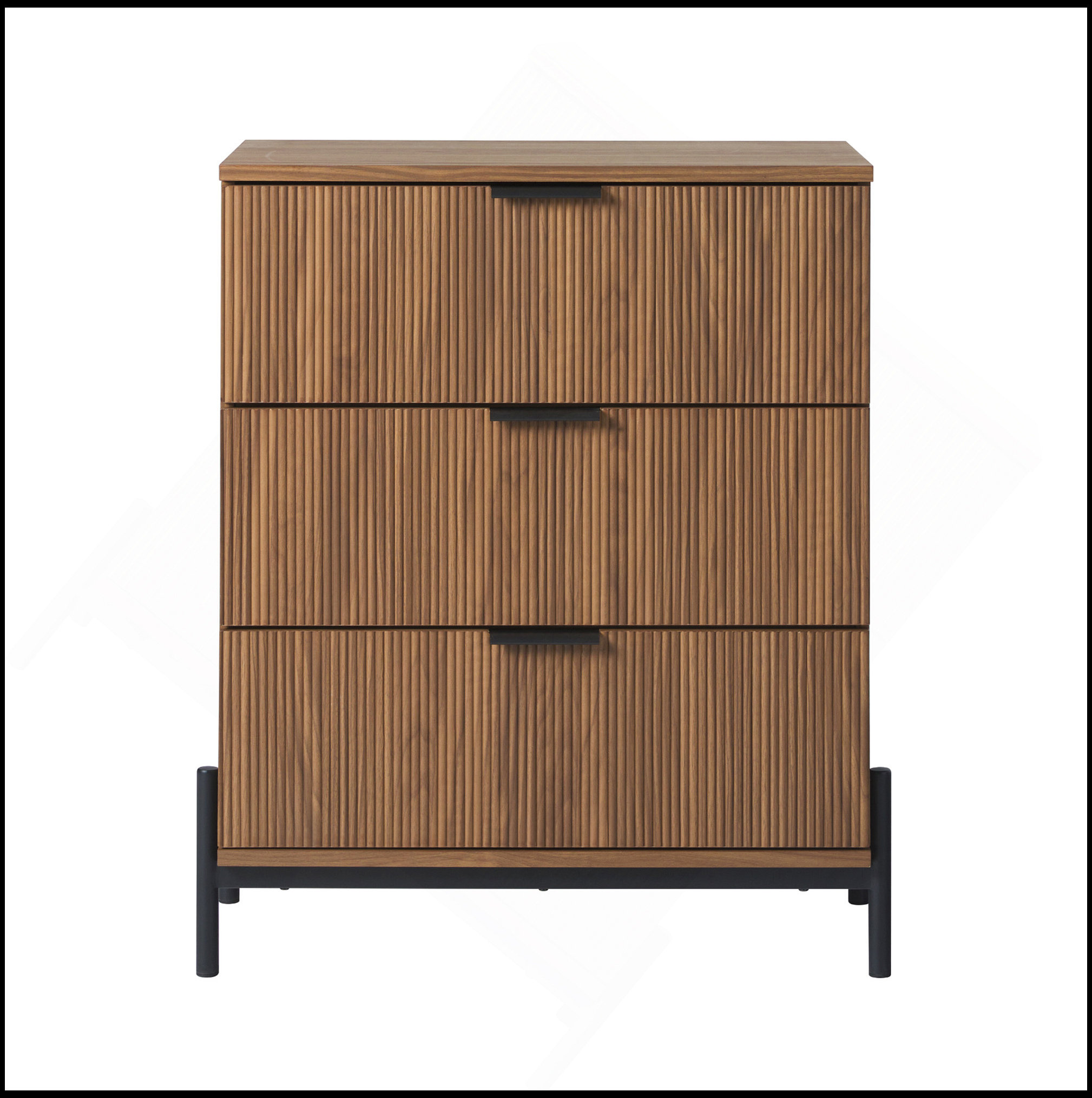 17 Stories Mid-Century 3-Drawer Chest With Reeded Drawer Fronts, Mocha ...