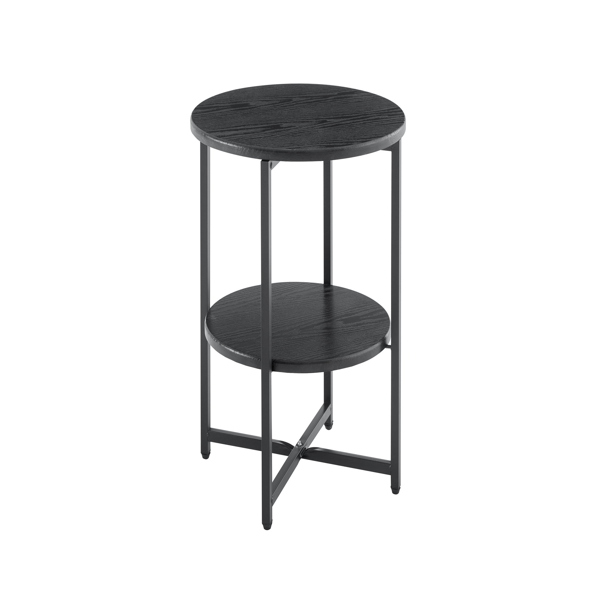Ebern Designs Small round side table,2 tiers farmhouse end table,accent tables for small spaces ...