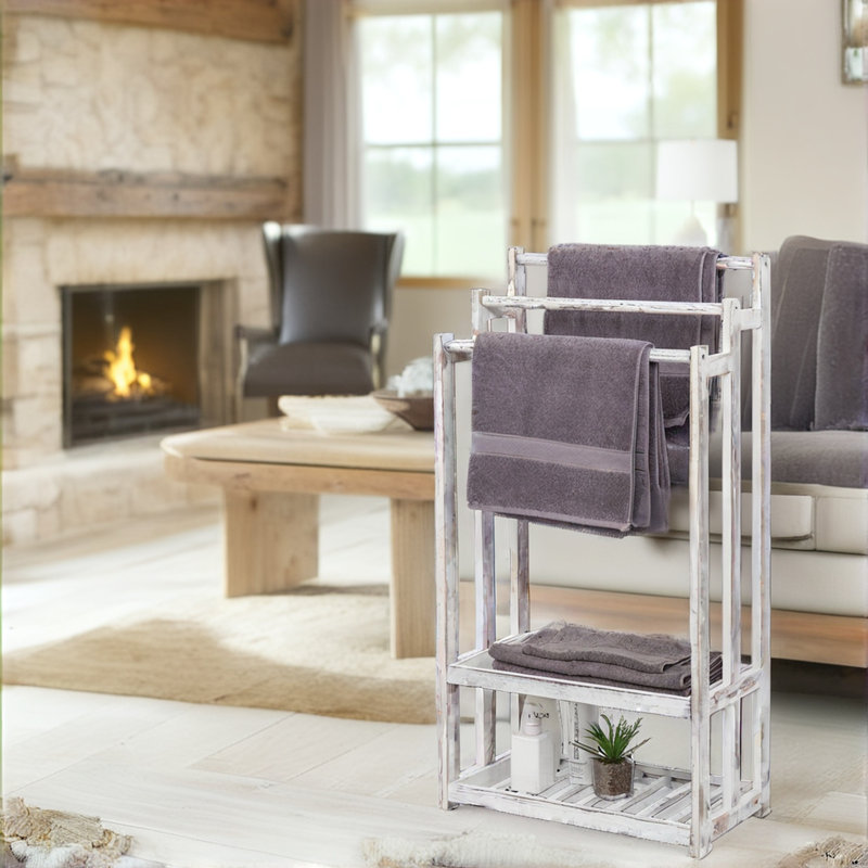 Gracie Oaks 3 Tier Solid Wood Blanket Quilt Rack & Reviews | Wayfair