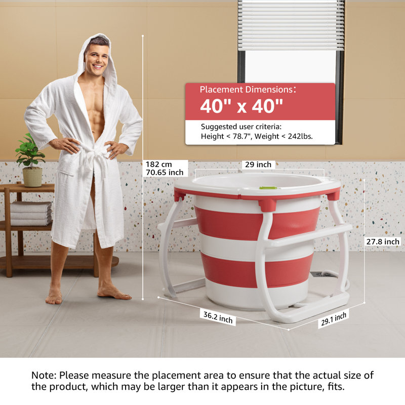 MYDUD 33.8'' x 27.5'' Portable Bathtub for Adults Foldable Freestanding ...