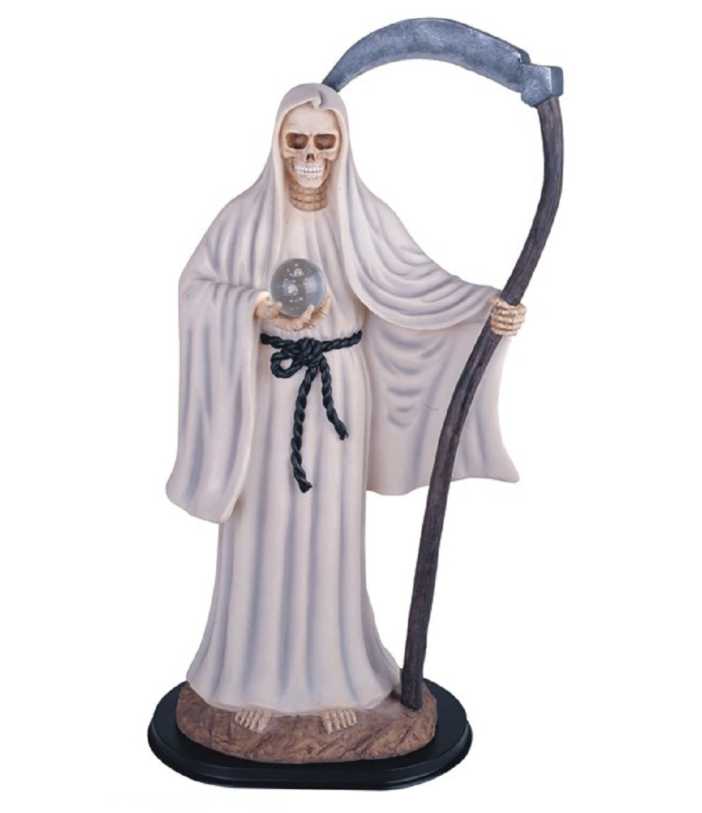 The Holiday Aisle® 24"H Gold Santa Muerte Holding Scythe Statue Our ...