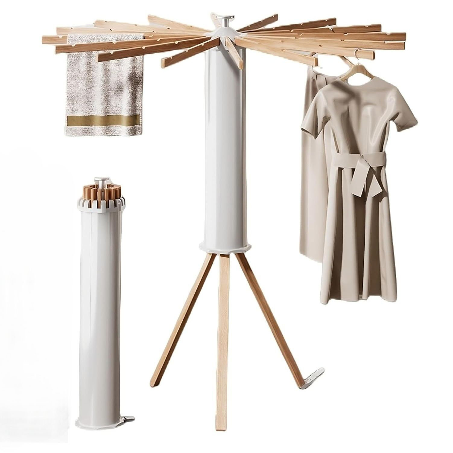 Corrigan Studio® Foldable tripod clothes drying rack, indoor and ...
