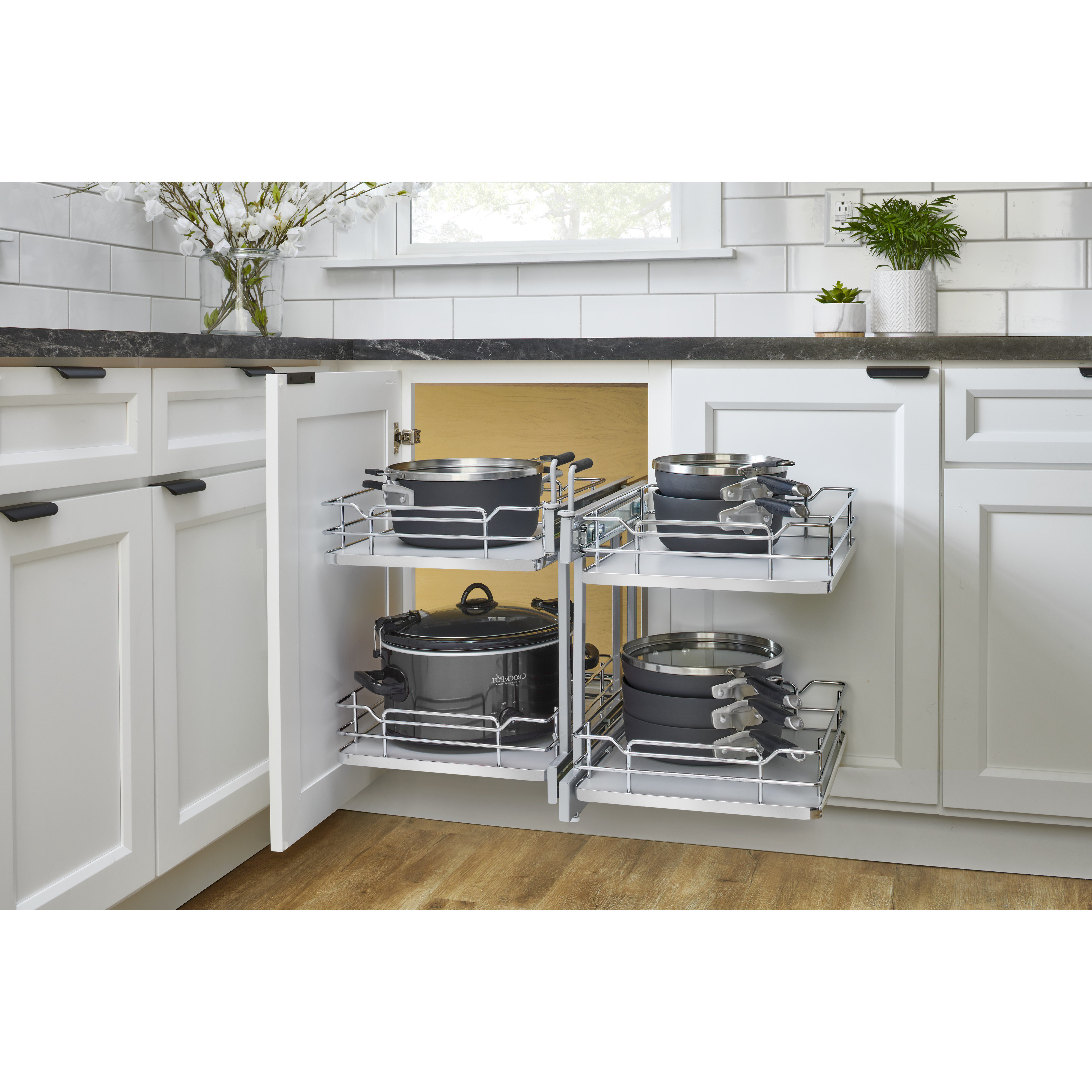 Rev-A-Shelf Steel Two-Tier Pullout Solid Bottom Organizer For Blind ...