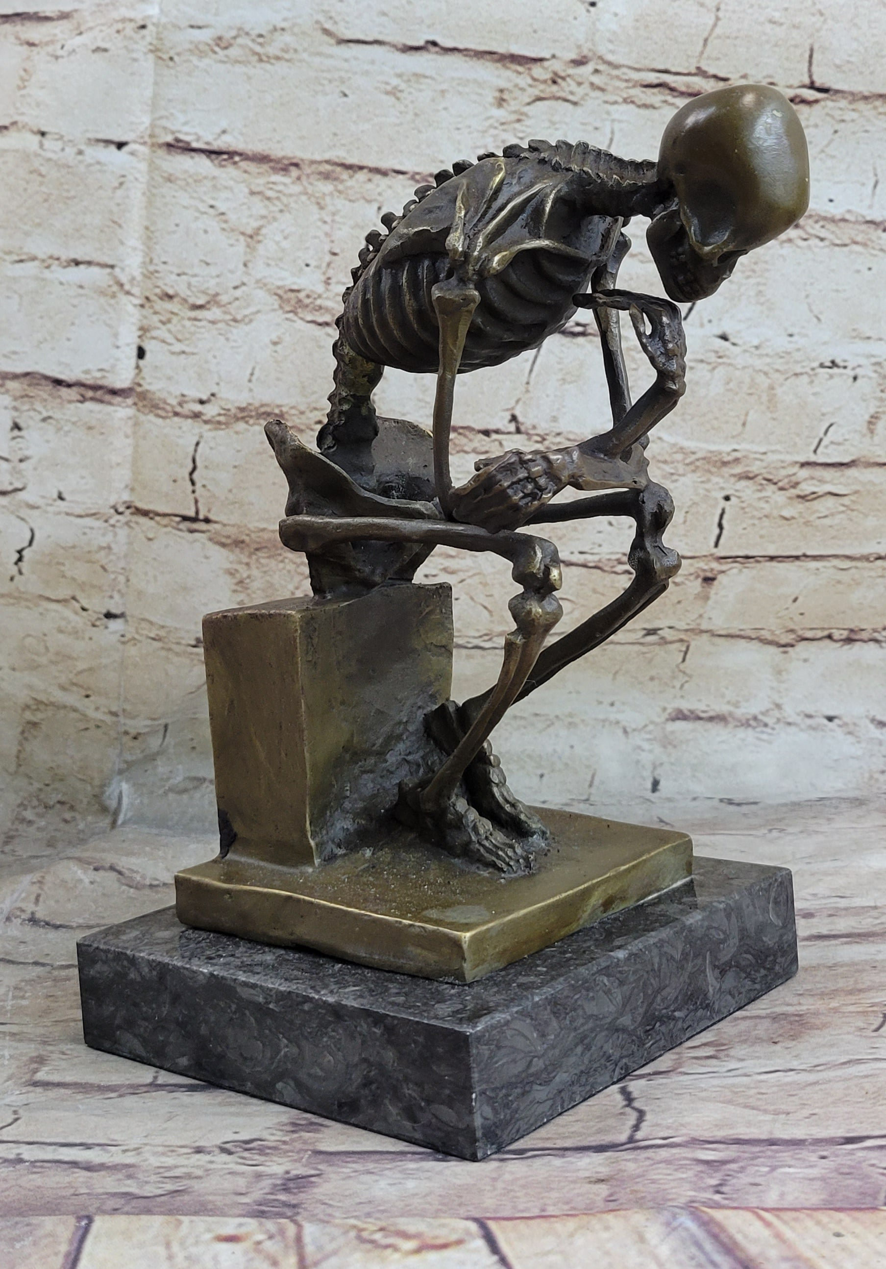 Trinx Skeleton Thinker Thinking Man Bronze Statue Sculpture Figure ...