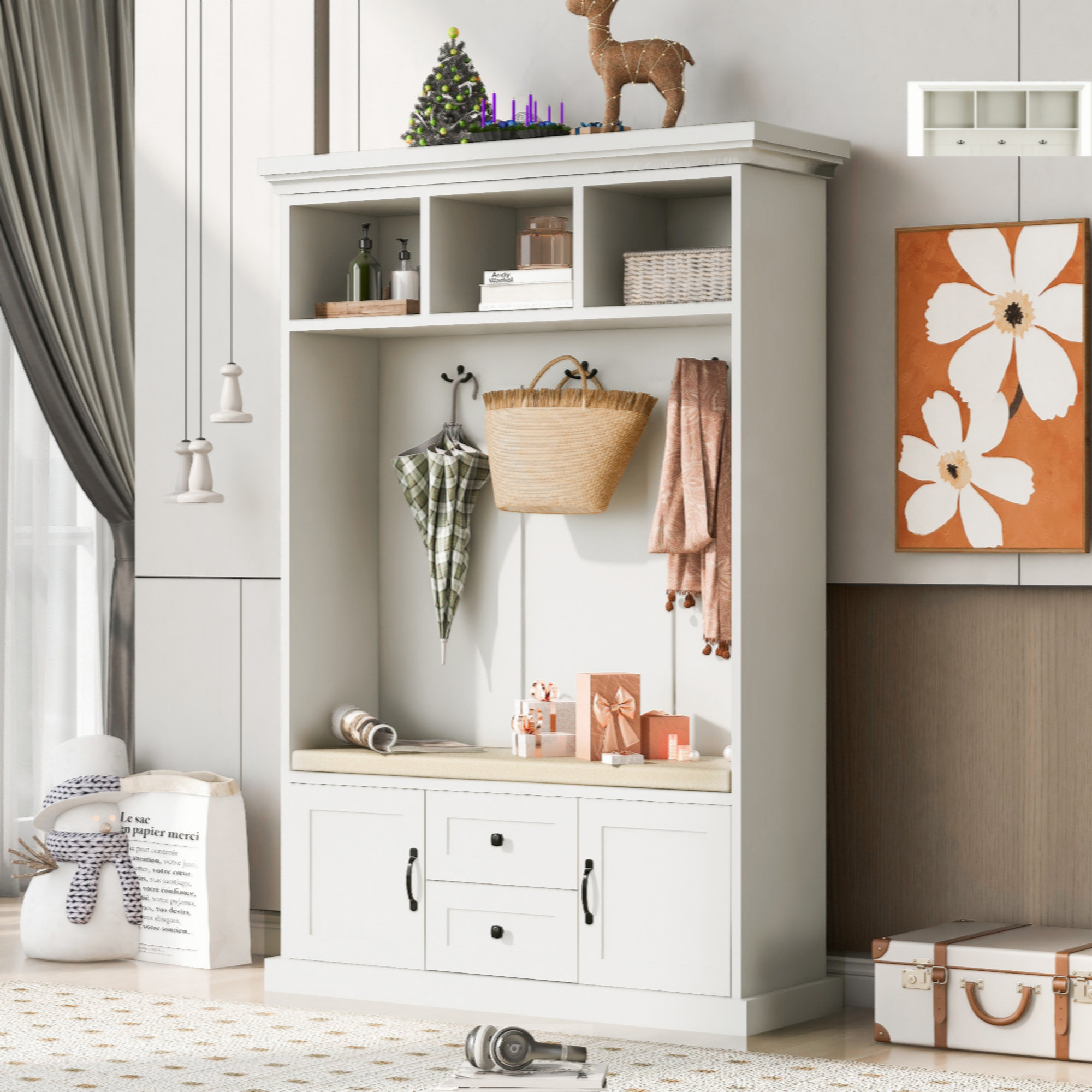 Lark Manor™ Arbre d'entrée Carbary de 47,2 po de largeur avec banc et ...