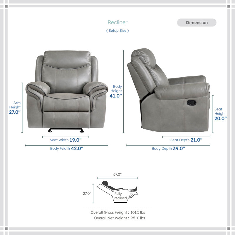 Red Barrel Studio® Bayshore 42"W Pillow Top Arm Faux Leather Pull Tab ...