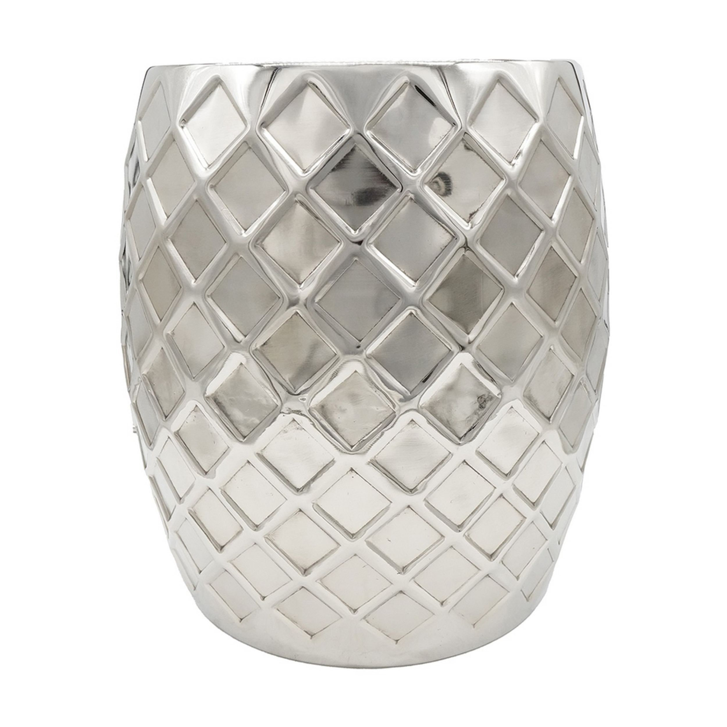 Everly Quinn 20 Inch Stool Table, Modern, Aluminum Metal, Drum Shape ...