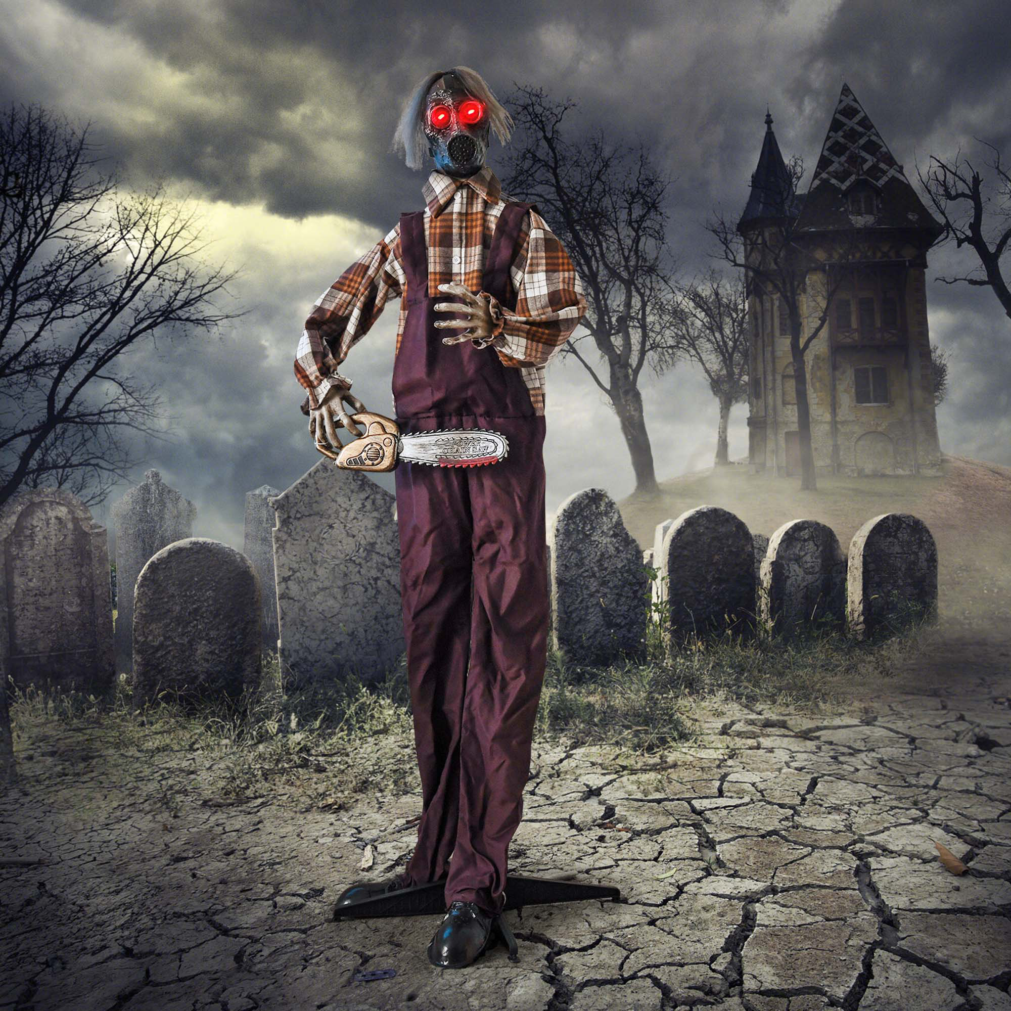 Williston Forge Halloween Animatronic Shaking Haunted Man W/ Chainsaws ...